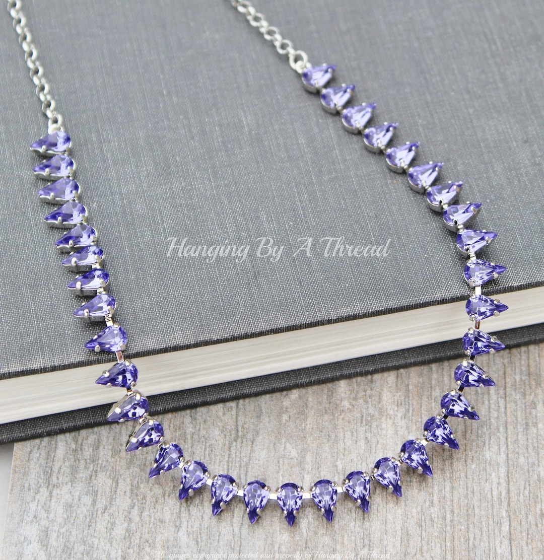 LIMITED Vintage Tanzanite Purple Crystal Necklace,small Pear Teardrop ...
