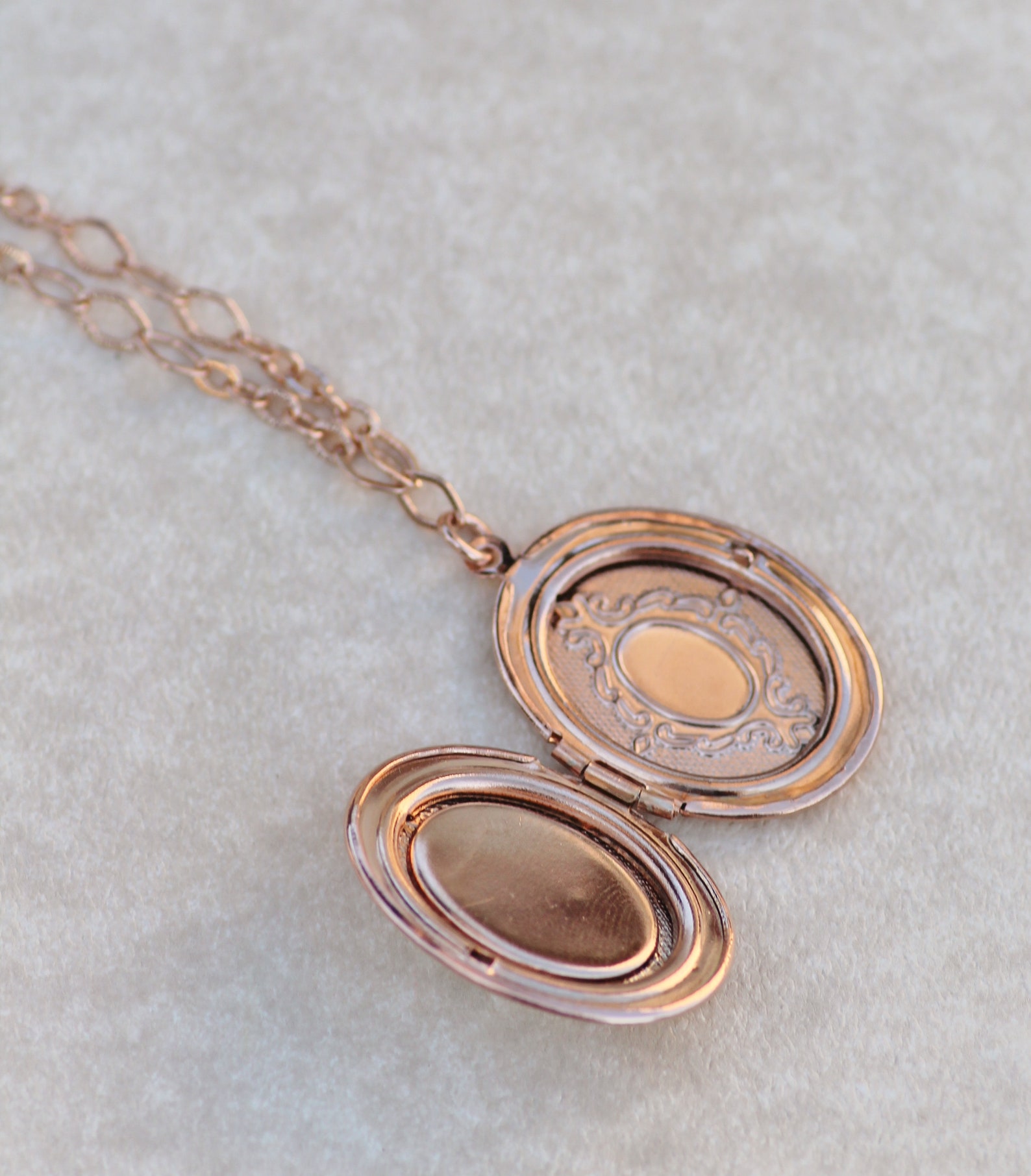 Rose Gold & Opal Locket Necklacechoose Your Colorjeweled | Etsy