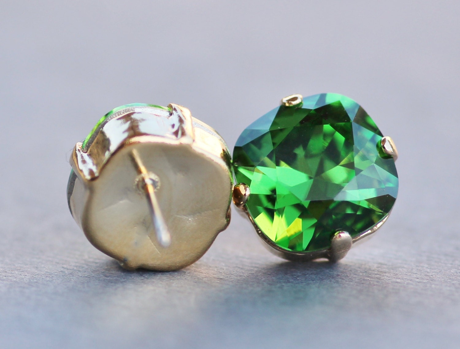 NEW Color,swarovski Fern Kelly Green Cushion Stud Earring,swarovski ...