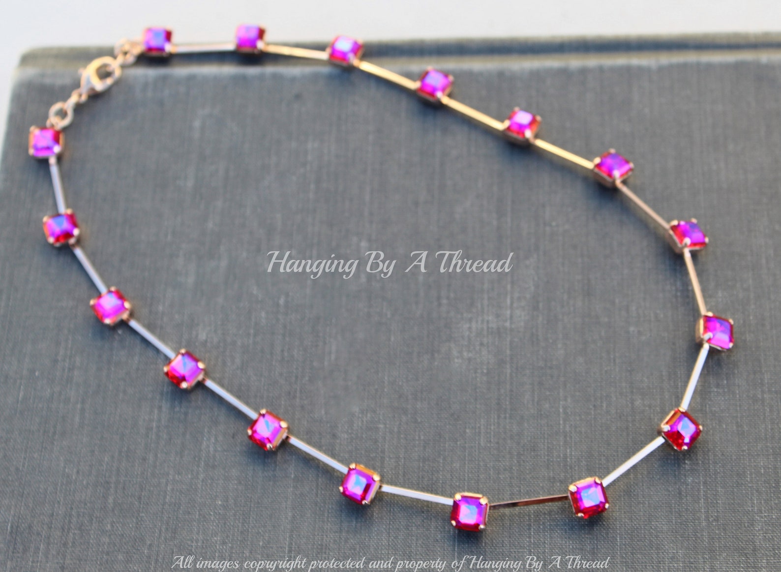 Siam Glacier Blue Imperial Necklace,rose Gold Square Crystal Tennis ...