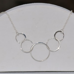 5 Interlocking Rings Necklace,sterling Silver 50th Birthday Necklace ...
