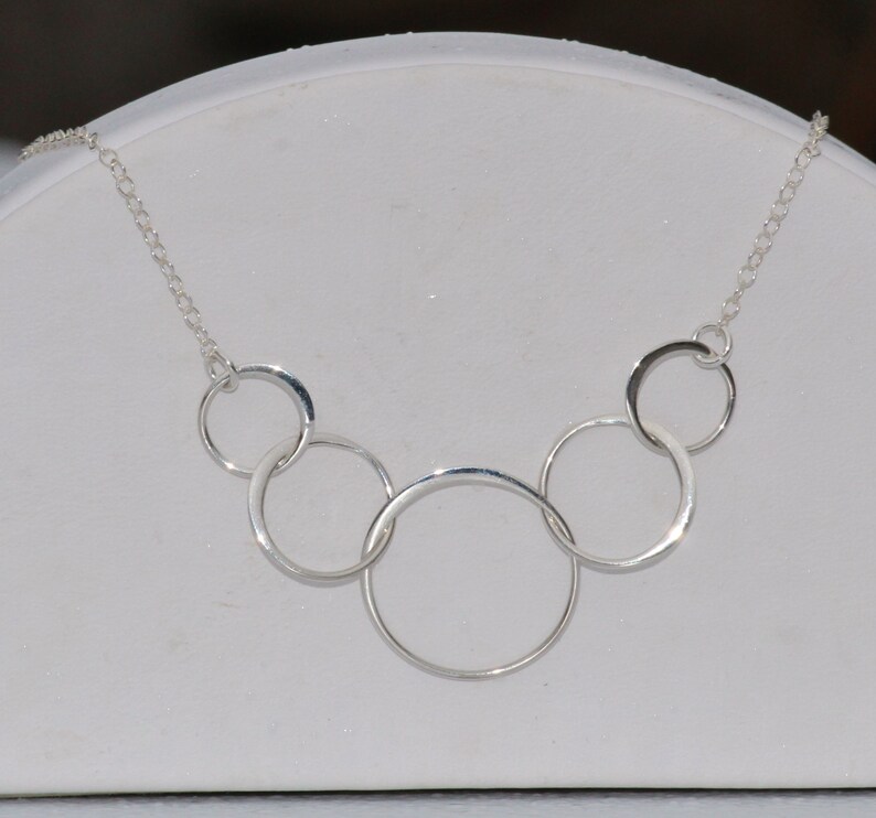 5 Interlocking Rings Necklacesterling Silver 50th Birthday - Etsy