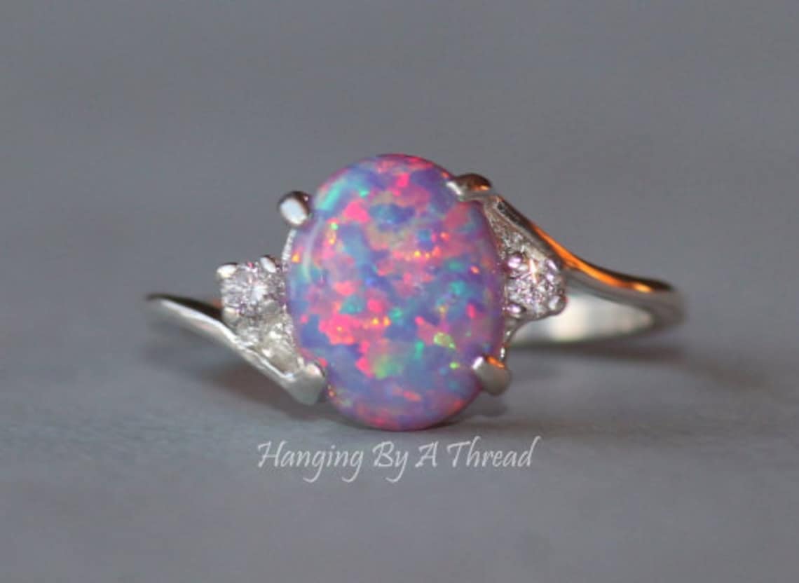 Rare Purple Fire Opal CZ Gemstone Ringlab Created Purple Opal - Etsy