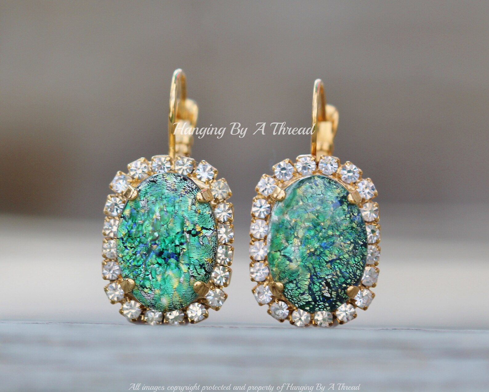 LIMITED Green Fire Opal Halo Earrings,gold Crystal Halo Lever Back ...
