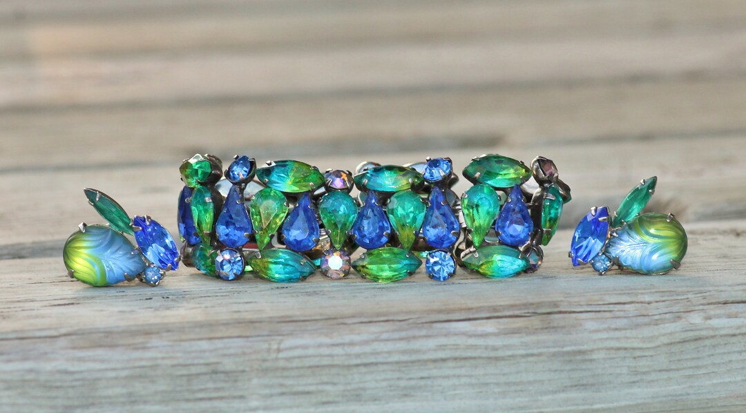 STUNNING Vintage Kramer Art Glass Bracelet & Earrings,matched Demi ...
