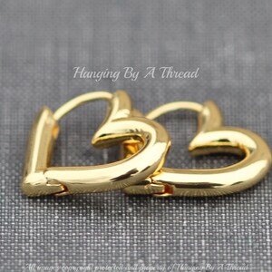 STRONGER Gold Heart Hoop Earrings,small Gold One Touch Hoops,heart ...