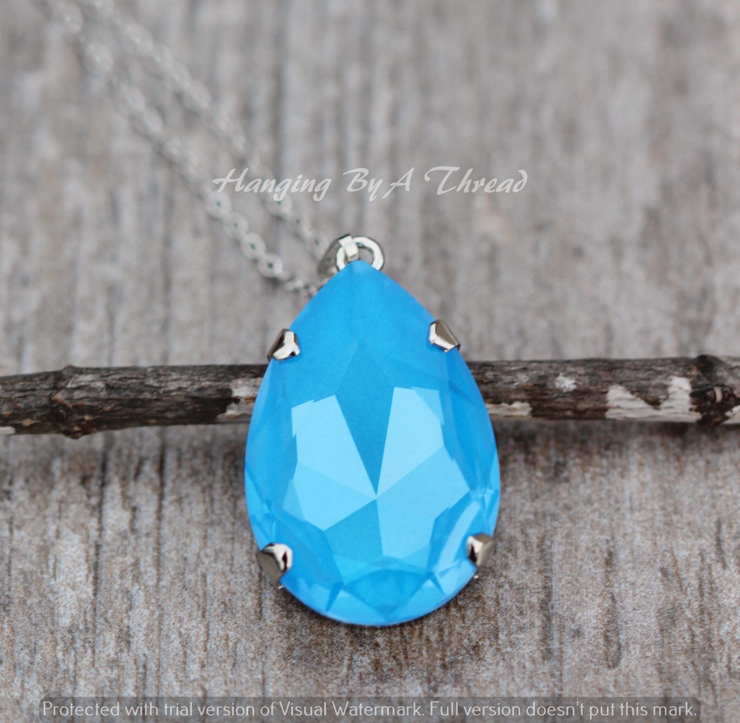 ONLY 1 Electric Blue Ignite Large Pear Pendant,swarovski Crystal ...