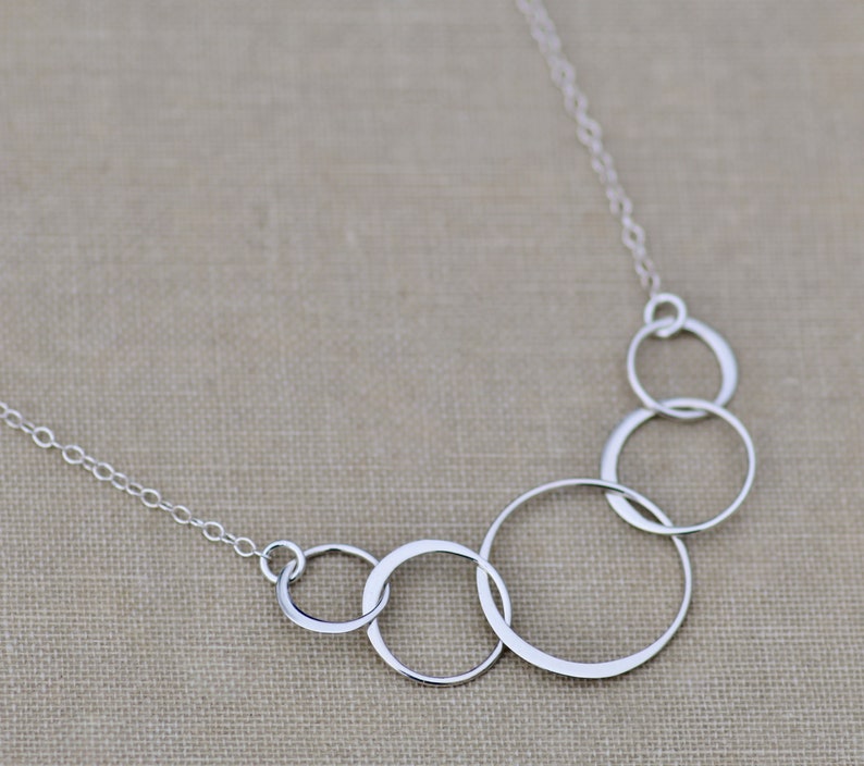 5 Interlocking Rings Necklacesterling Silver 50th Birthday - Etsy