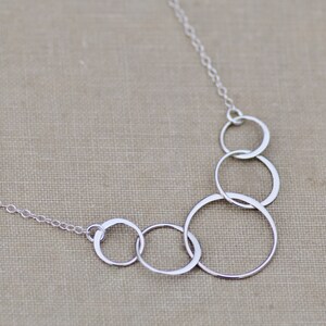 5 Interlocking Rings Necklace,sterling Silver 50th Birthday Necklace ...