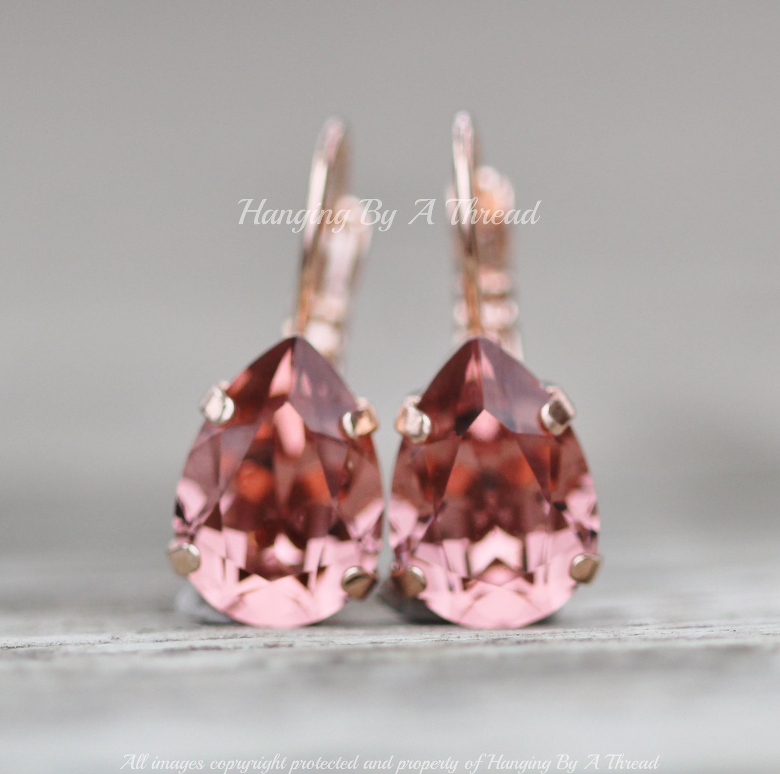NEW COLOR Swarovski Blush Rose Pear Lever Back,teardrop Crystal Drop ...