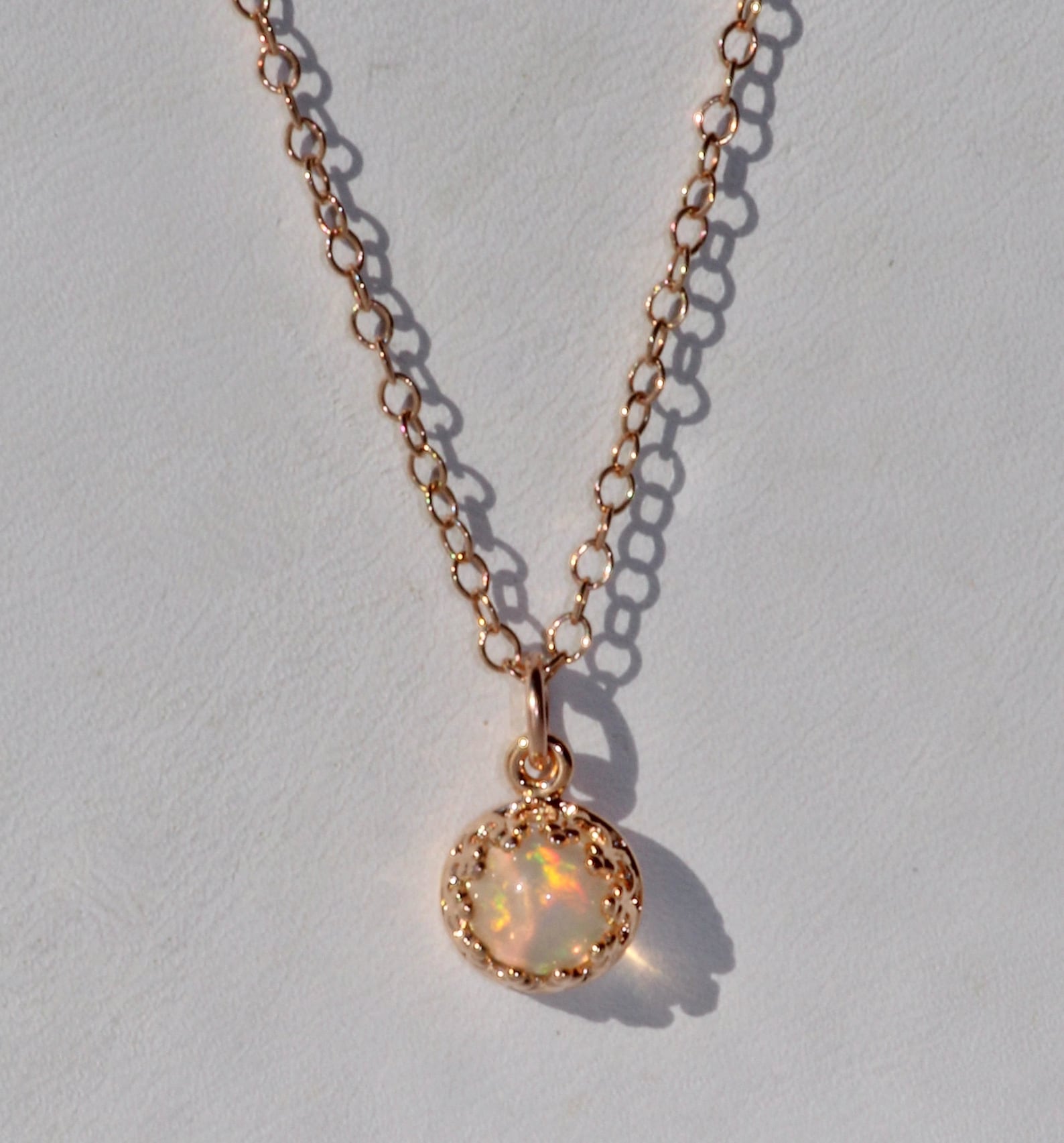 DAINTY Genuine Welo Opal Pendant,small 6mm Ethiopian Opal Necklace,rose ...