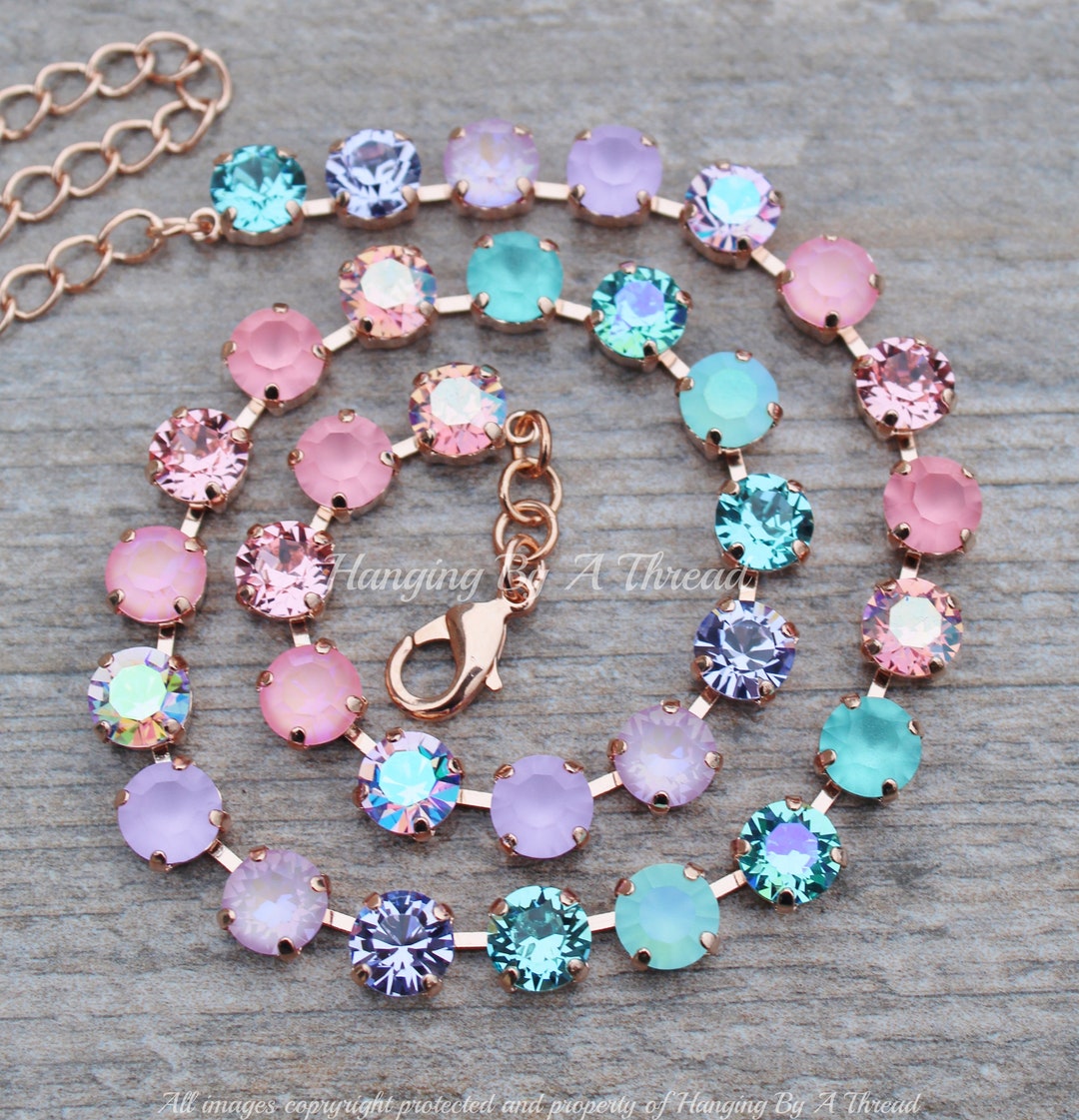 NEW Unicorn Swarovski Crystal Necklace,8mm 39ss Tennis Necklace,pastel ...