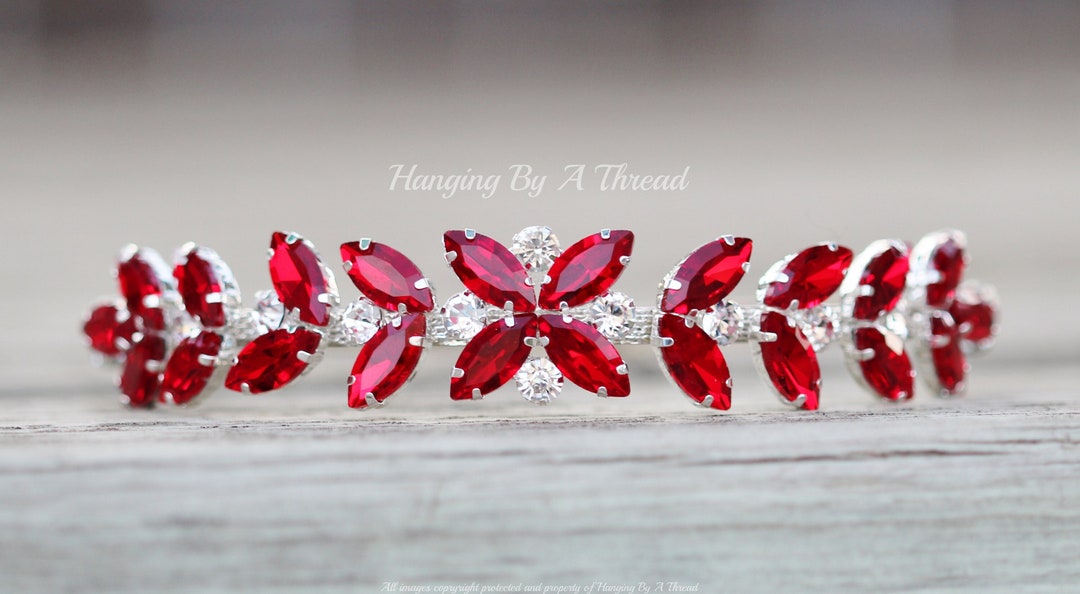 Large Siam Red Marquise Headband,silver Red Navette Headpiece ...