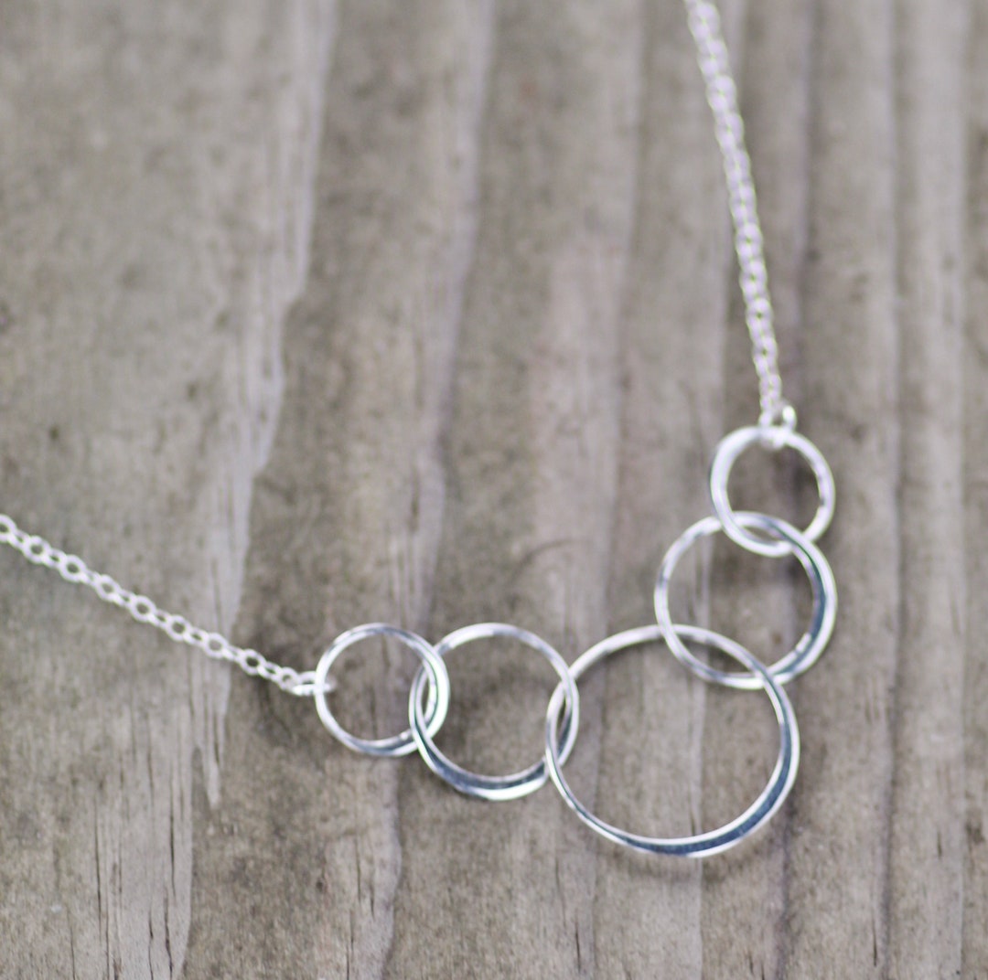 5 Interlocking Rings Necklace,sterling Silver 50th Birthday Necklace ...