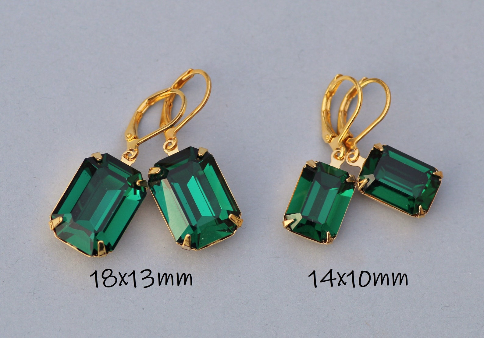 CHOOSE Size Emerald Green Octagon Crystal EarringsCrystal | Etsy