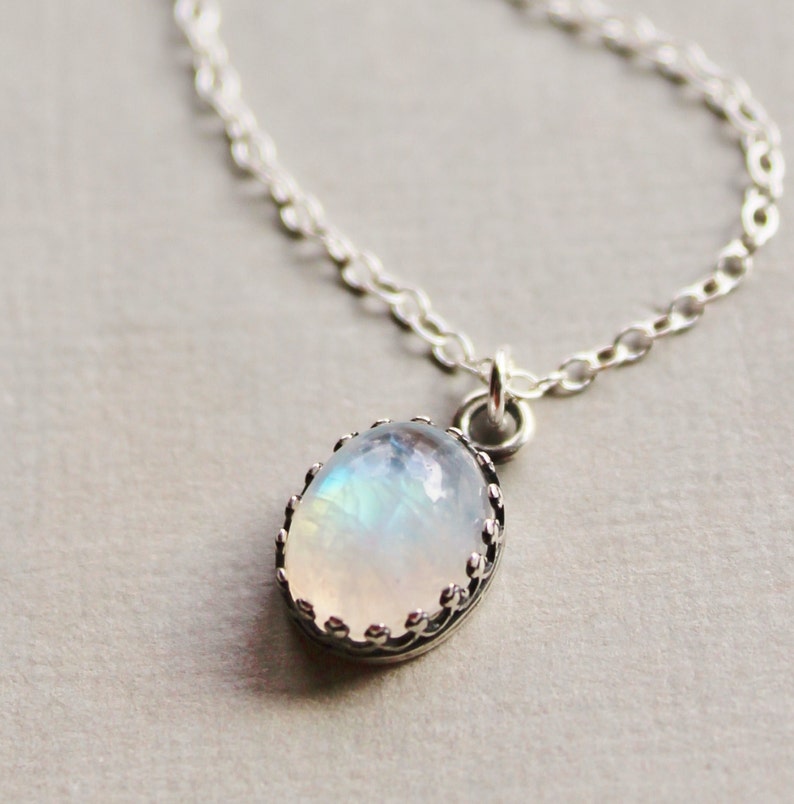 Genuine Moonstone Necklacesterling Silver Moonstone - Etsy