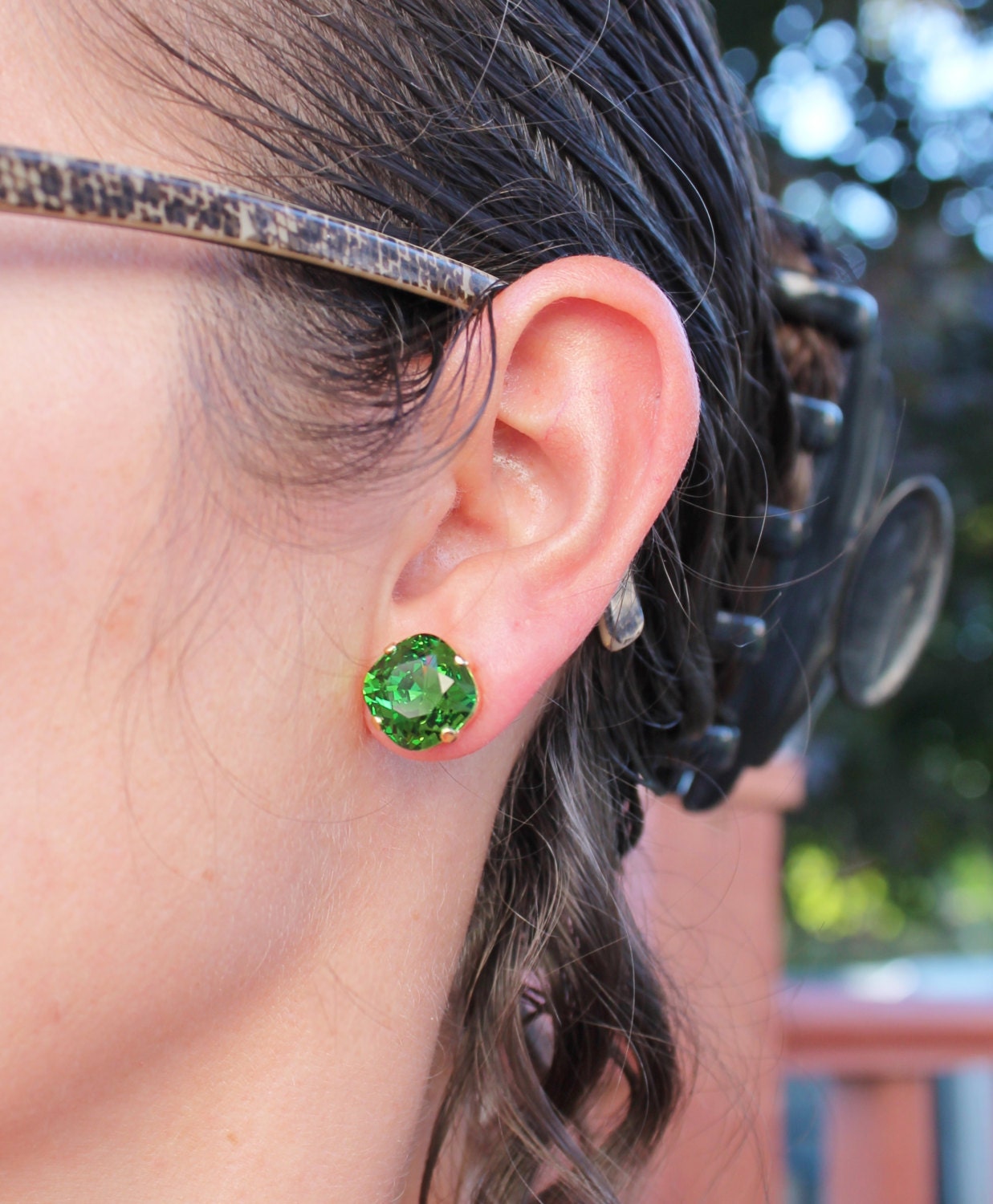 NEW Color,swarovski Fern Kelly Green Cushion Stud Earring,swarovski ...