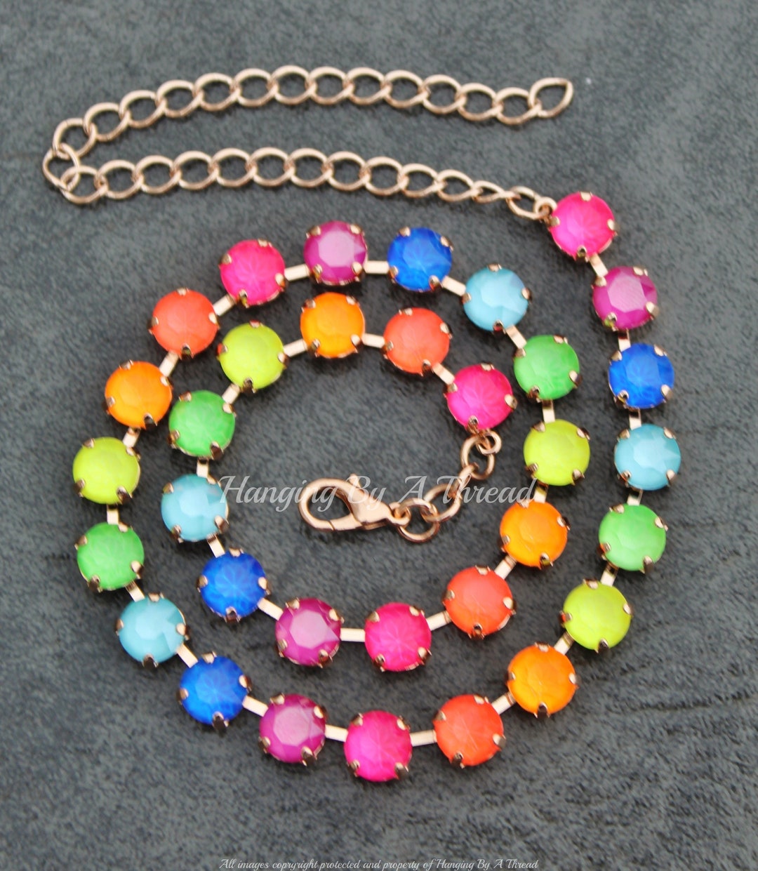 NEW Festival Neon Tennis Necklace,rhinestone Crystal 8mm Tennis ...