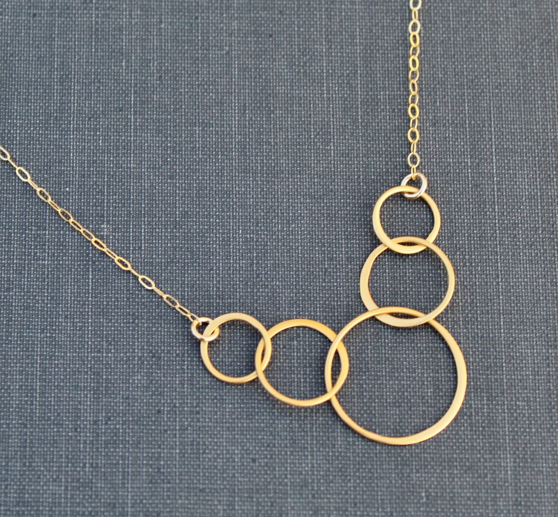 5 Interlocking Rings Necklace,14k Gold Vermeil 50th Birthday Necklace ...
