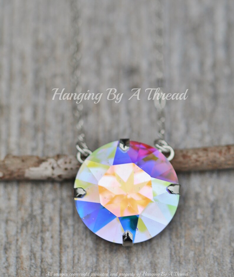 NEW Crystal AB Large Crystal Necklace,stacking Layering Swarovski ...