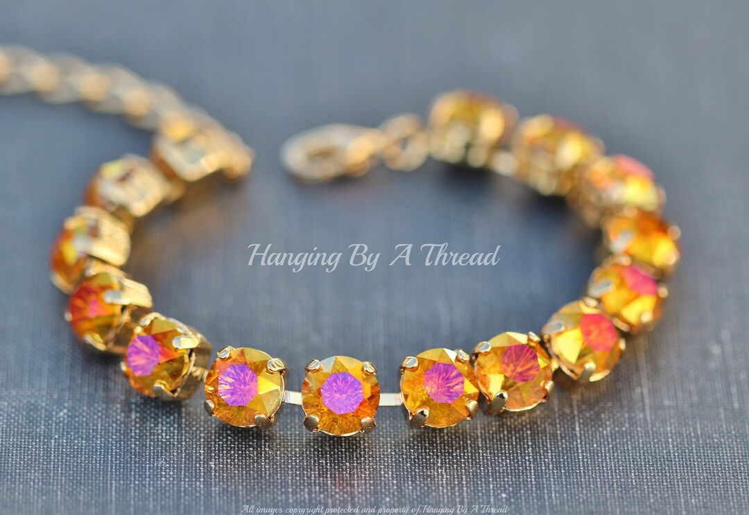 NEW Astral Pink Concave Cut Tennis Bracelet,rhinestone Crystal Bracelet ...