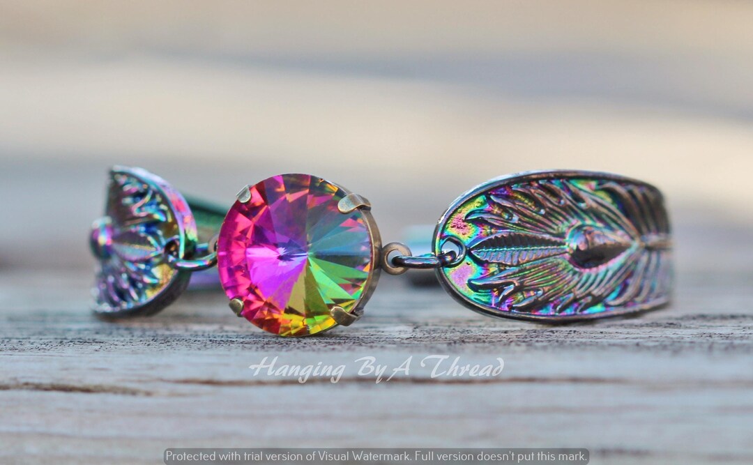 LIMITED Large Purple Rainbow Patina Rivoli Cuff Bracelet,hematite ...