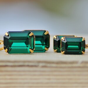 CHOOSE Size Emerald Green Octagon Crystal Earrings,crystal Rhinestone ...