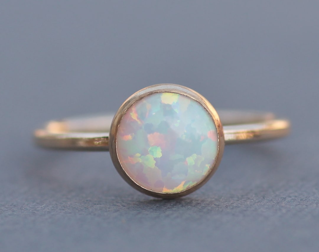 Best Seller Gold Filled White Opal Ring,round White Opal Gemstone Ring ...