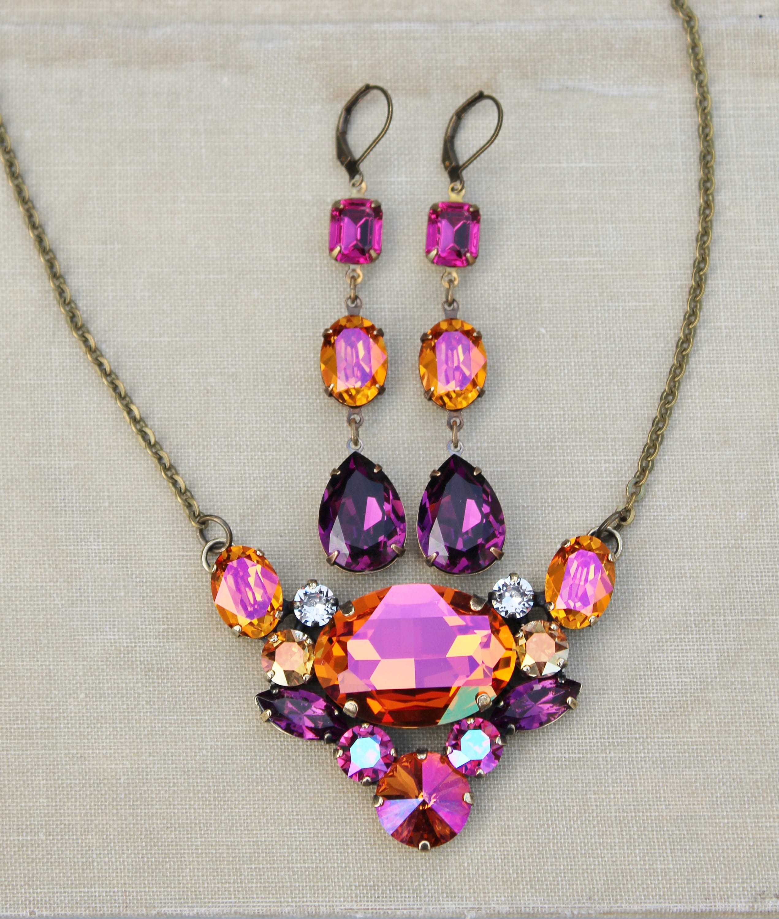 NEW Astral Pink Amethyst Fuchsia Long Drop EarringDangle