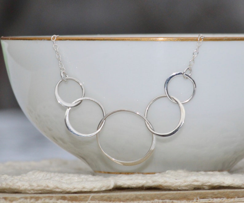 5 Interlocking Rings Necklacesterling Silver 50th Birthday - Etsy