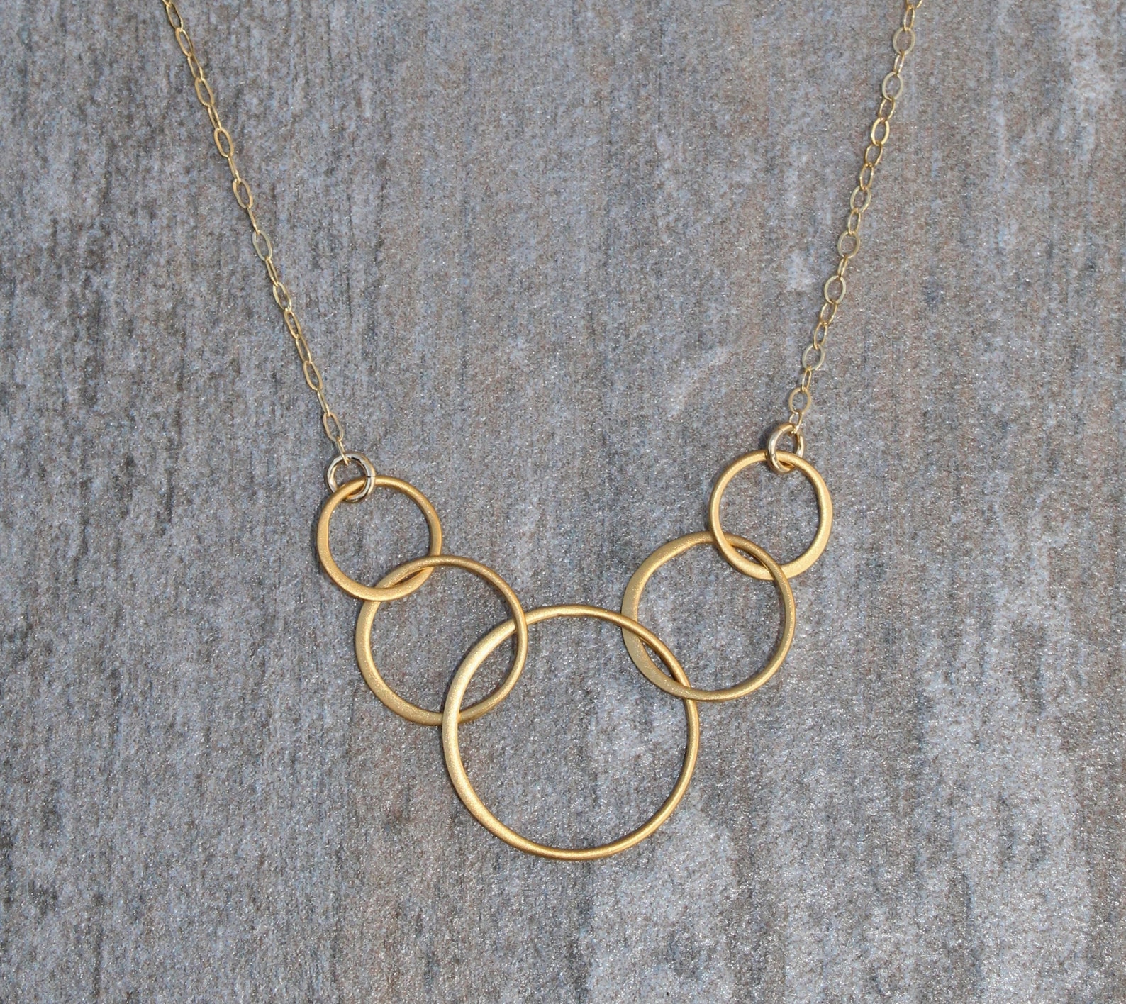 5 Interlocking Rings Necklace,14k Gold Vermeil 50th Birthday Necklace ...