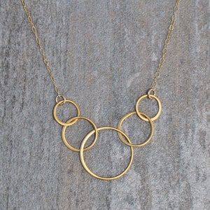 5 Interlocking Rings Necklace,14k Gold Vermeil 50th Birthday Necklace ...