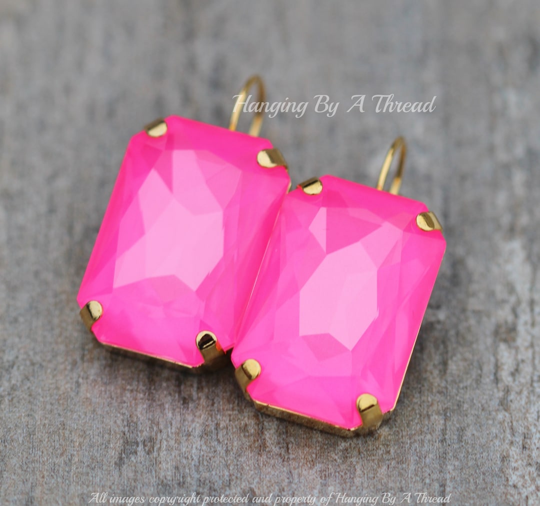 NEW COLOR Electrick Pink Ignite Octagon Swarovski Rhinestone Earring ...