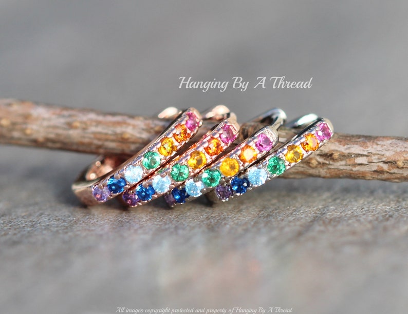 NEW Tiny Rainbow Hoop Earringsgold Huggie Hoopssmall Dainty - Etsy