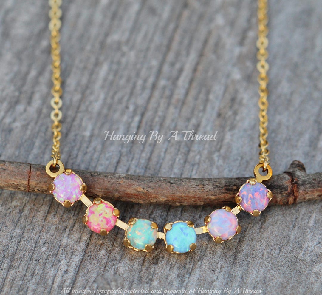 NEW Multi Pastel Opal Necklace,tennis Necklace,6mm Lab Created Opal ...