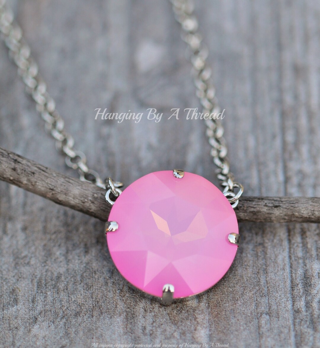 ONLY 1 Ultra Hot Pink Opal Large Crystal Necklace27mm Round - Etsy