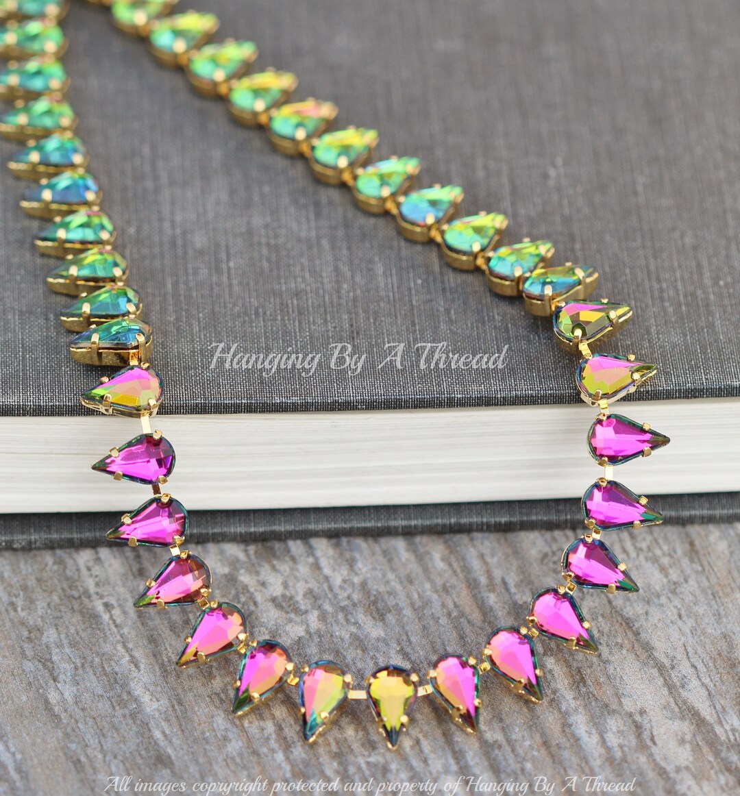 ALMOST GONE Vintage Vitrail Medium Pear Shaped Tennis Necklace ...