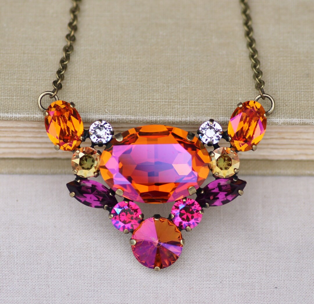 ALMOST GONE Swarovski Astral Pink Summer Blush Cluster Pendant,purple ...