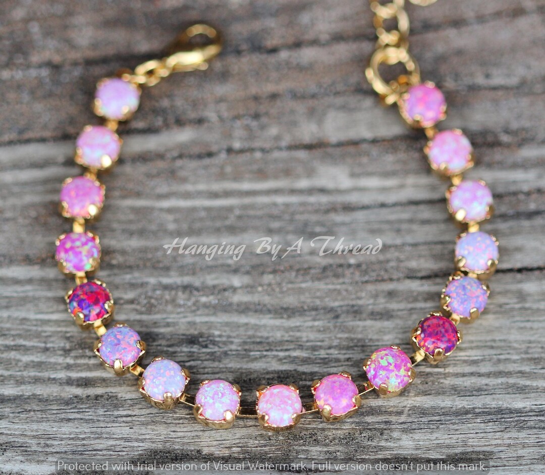 NEW Multi Pink Purple Opal Bracelet,tennis Bracelet,6mm Lab Created ...