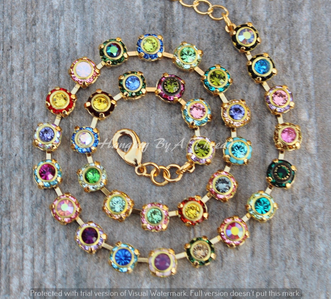 LIMITED Multi Colored Embellished Crystal Necklace,tennis Necklace ...