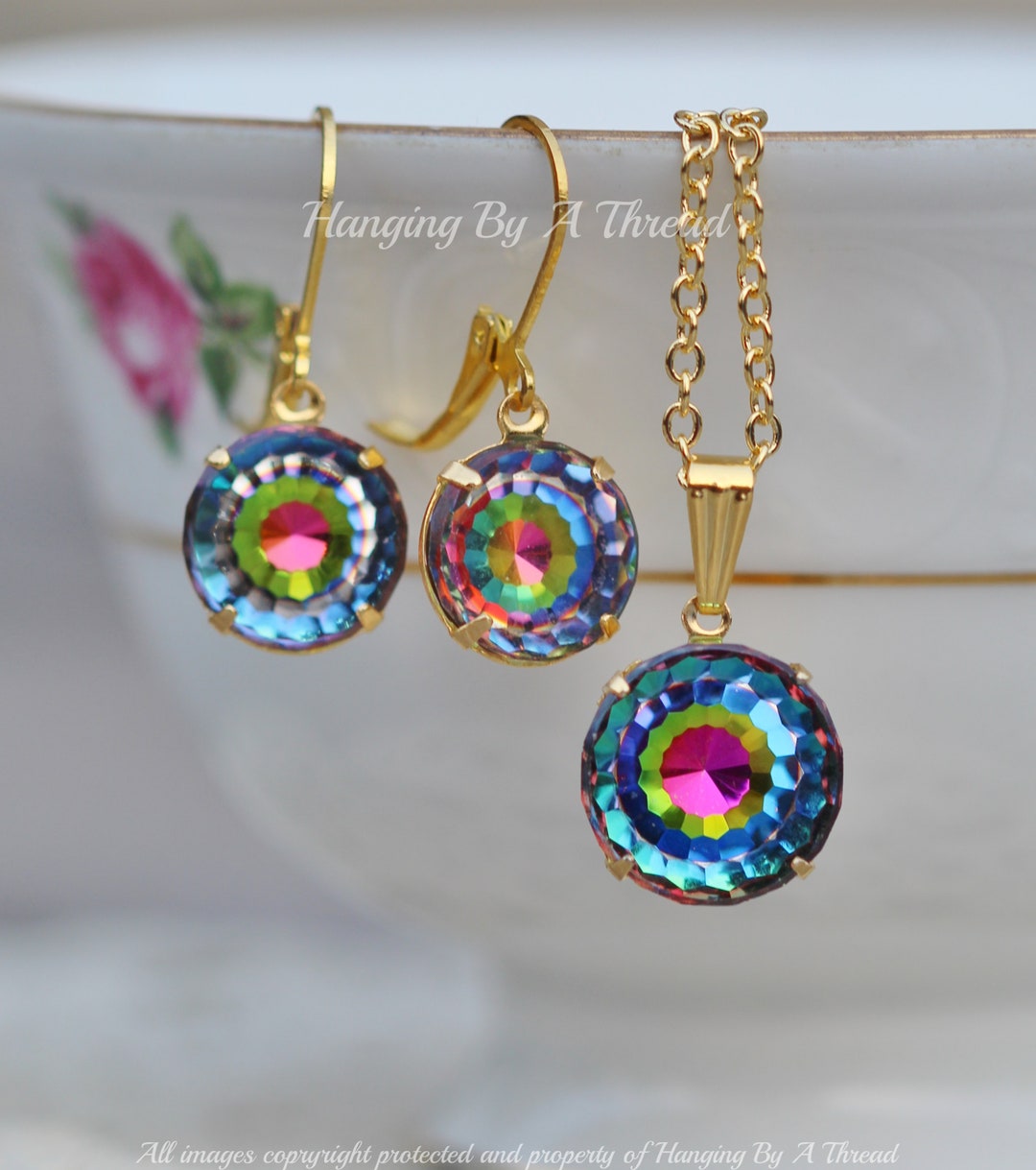 VERY LIMITED Vintage Swarovski Rainbow Crystal Set,matching Earrings ...