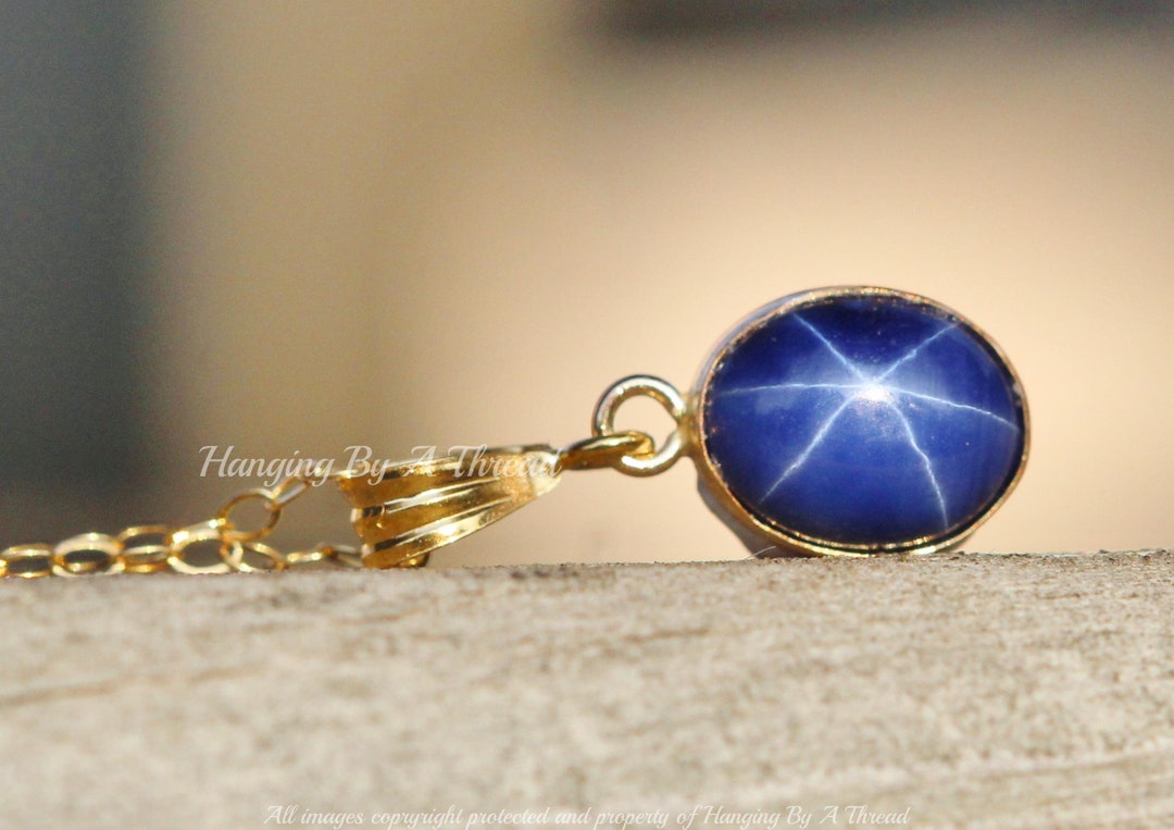 STUNNING Star Sapphire Pendant Necklace,small Gold Filled Oval Pendant ...