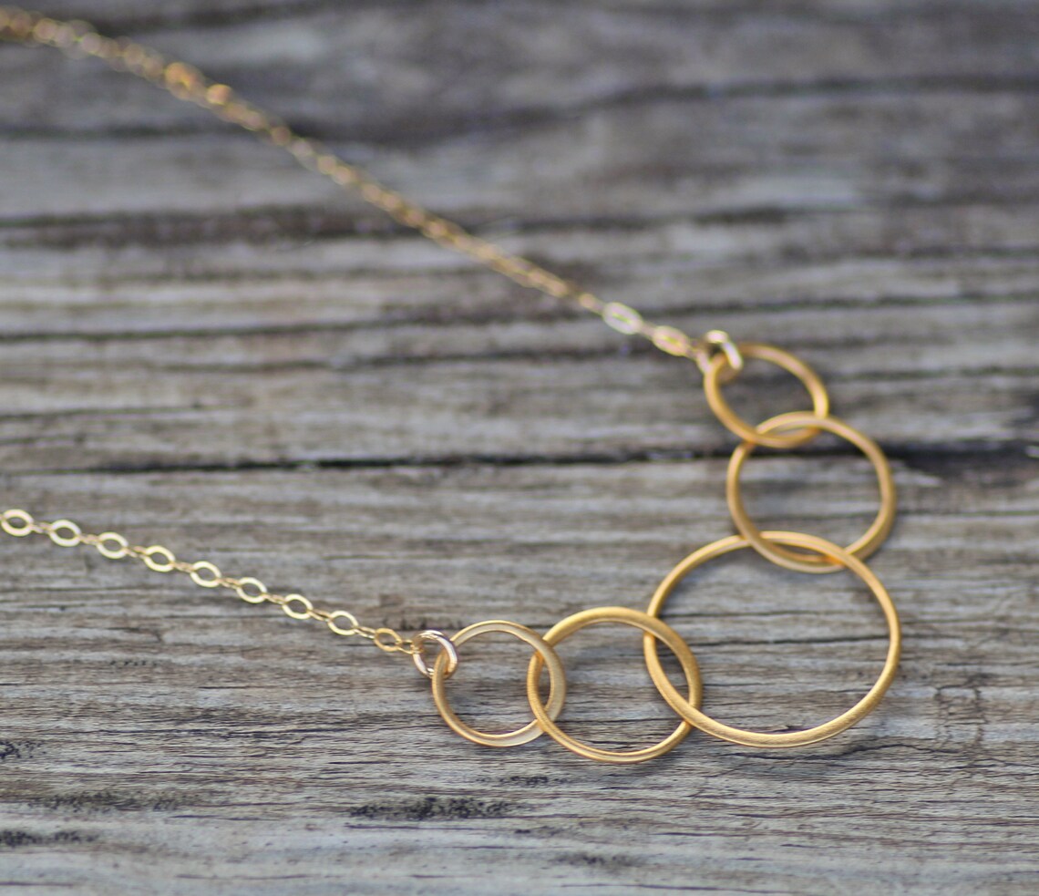 5 Interlocking Rings Necklace,14k Gold Vermeil 50th Birthday Necklace ...