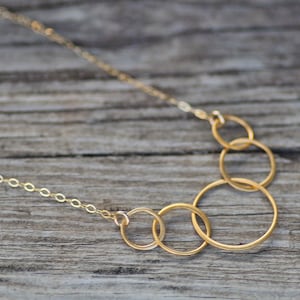 5 Interlocking Rings Necklace,14k Gold Vermeil 50th Birthday Necklace ...