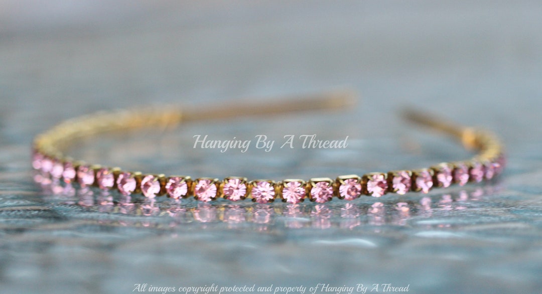 NEW Light Rose Pink Crystal Embellished Headband,5mmcrystal Headband ...
