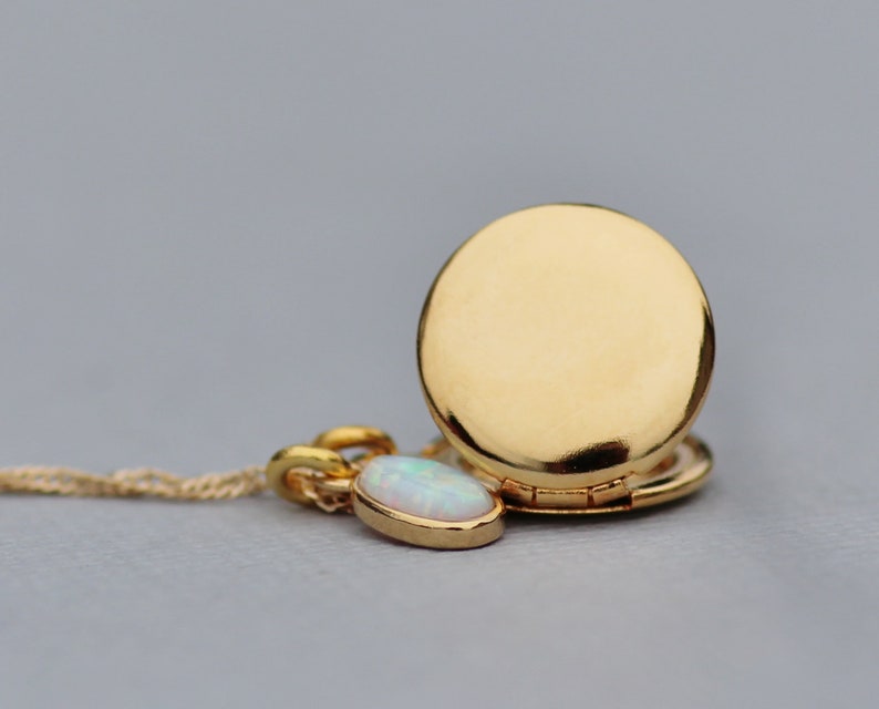 SMALL Plain Opal LocketRose GoldSilverGold Locket Pendant | Etsy