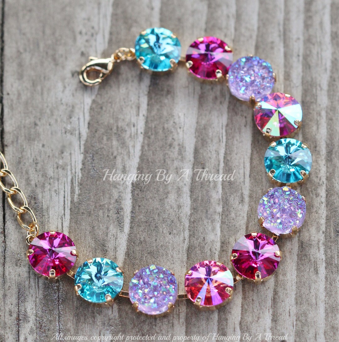 LAST 1 Fizz Candy Crystal Rivoli Bracelet,faux Druzy Cabochon,bright ...