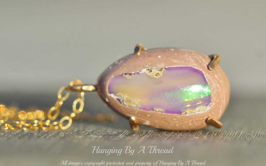 WOW Genuine Mexican Fire Opal Pendant Necklace,pink Purple Fiery ...