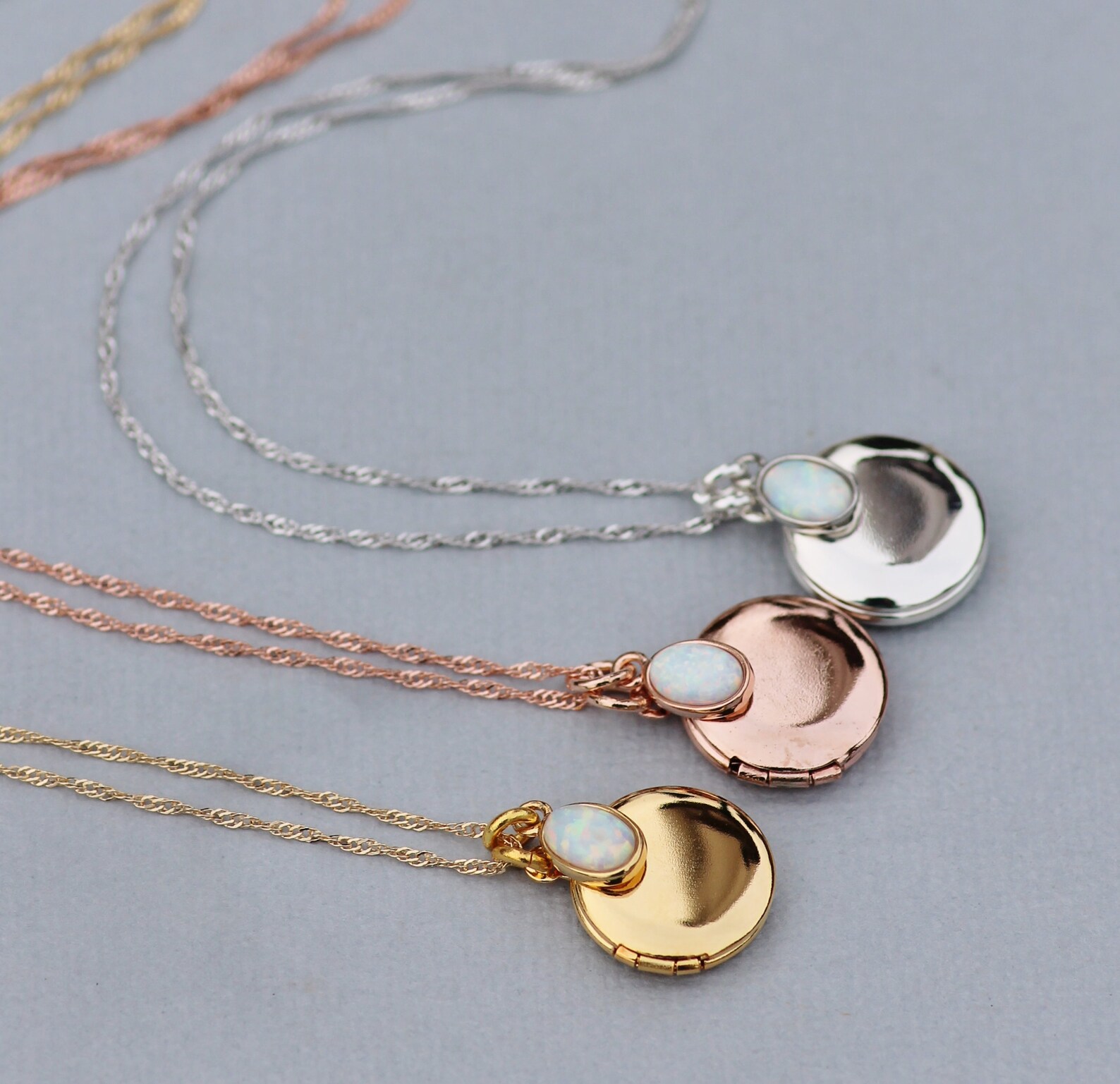 SMALL Plain Opal Locketrose Goldsilvergold Locket Pendant - Etsy