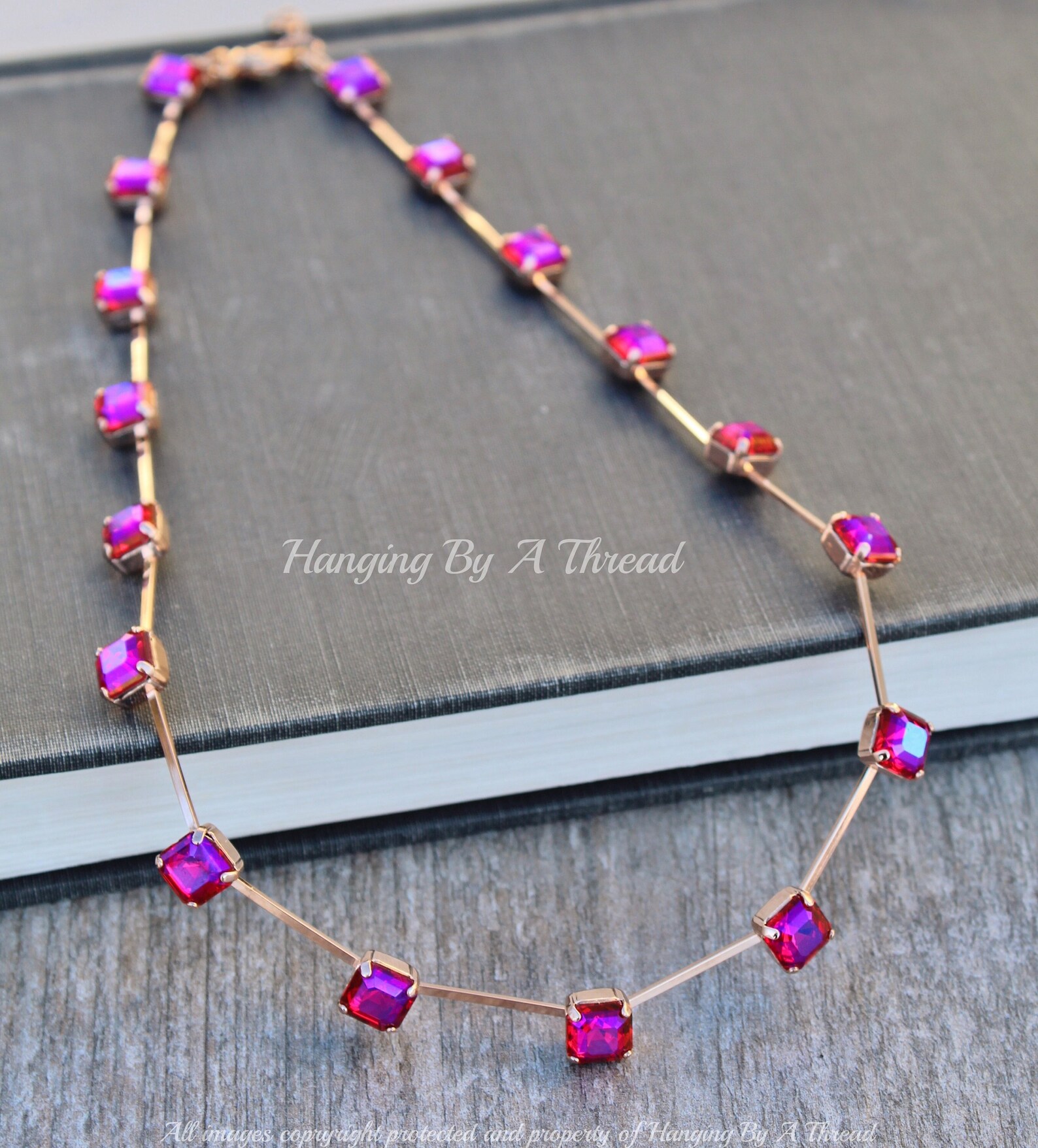 Siam Glacier Blue Imperial Necklace,rose Gold Square Crystal Tennis ...